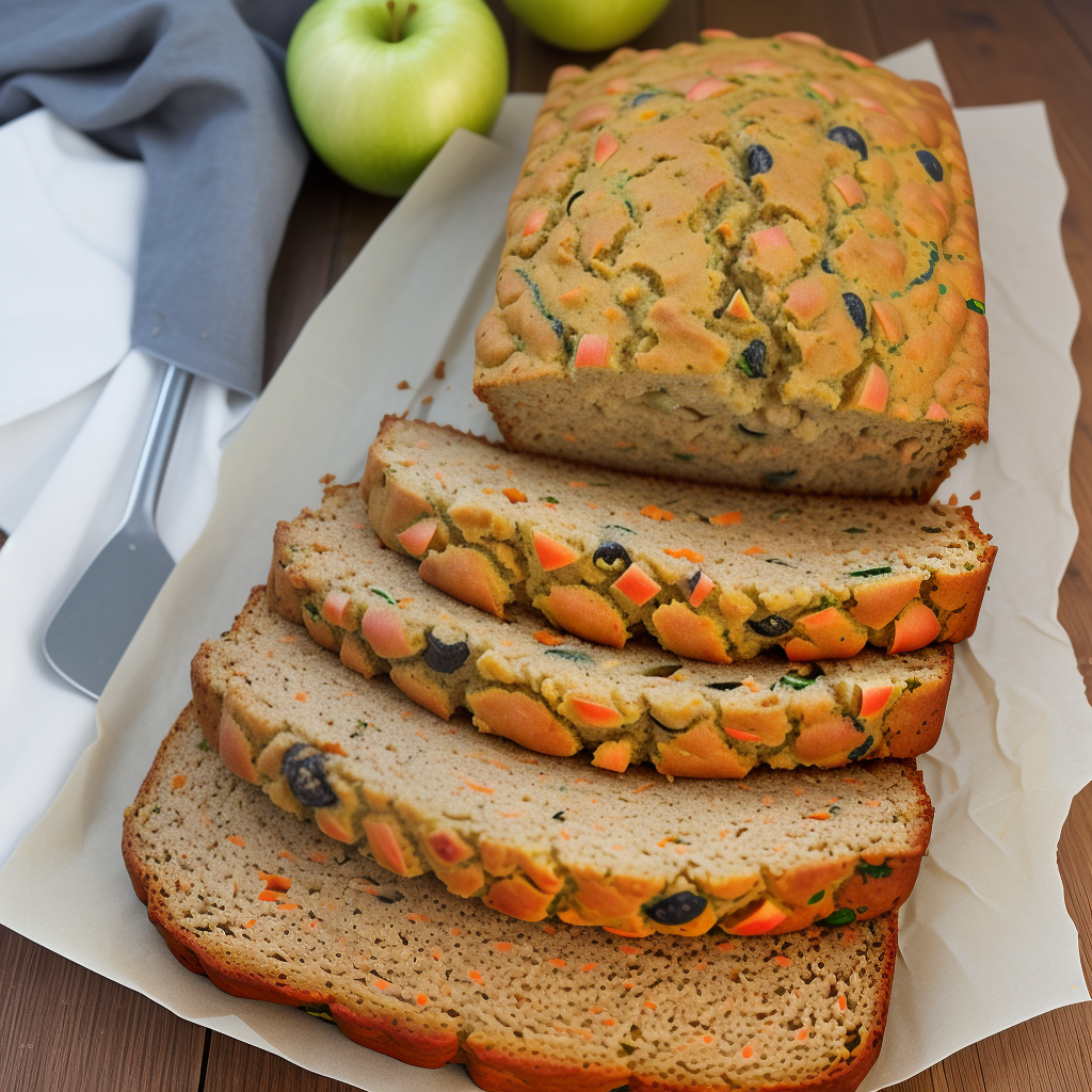 Deliciously Baked Loaf of Fruit and Vegetable Bread with Fresh Apples