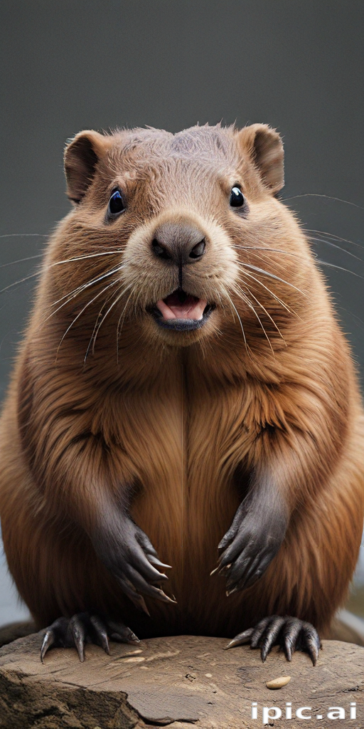 A Cheerful Beaver Sitting on a Log with a Bright Smile