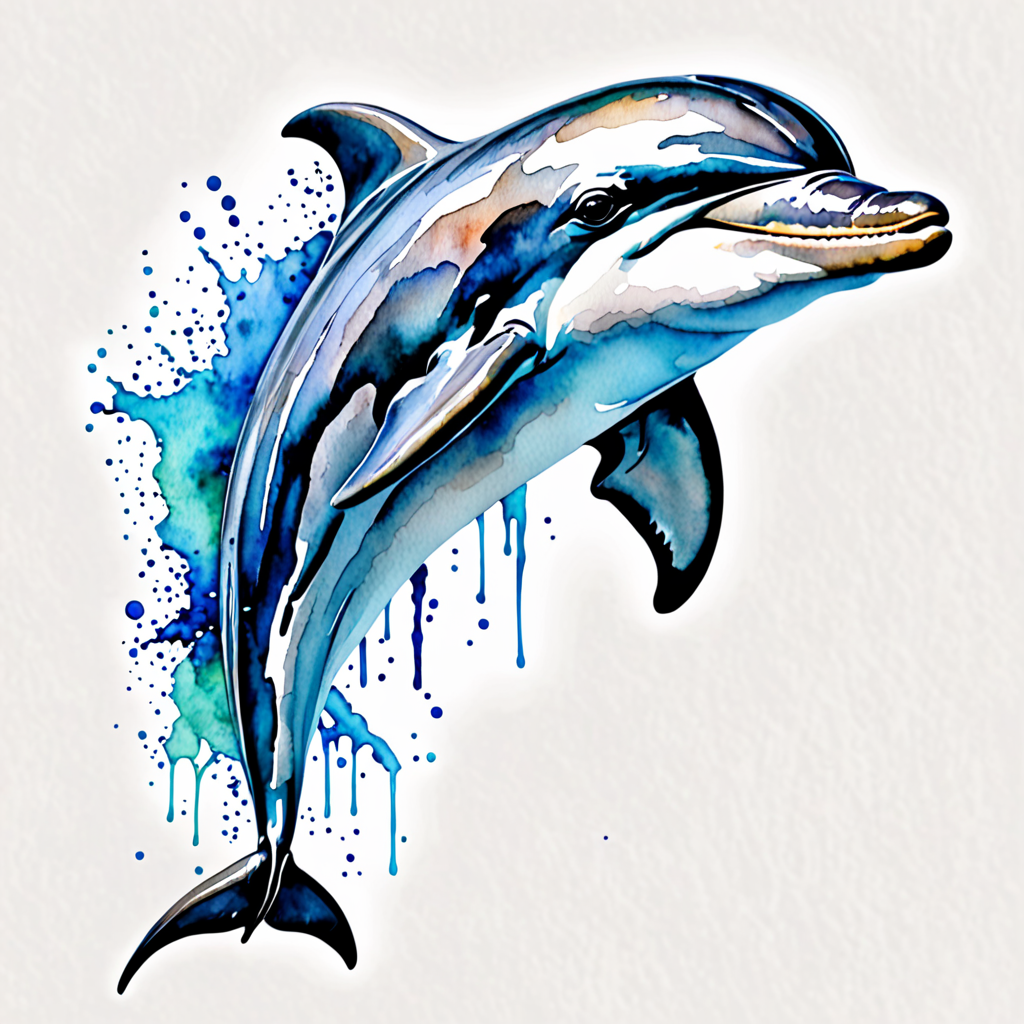 watercolor dolphin on a white background