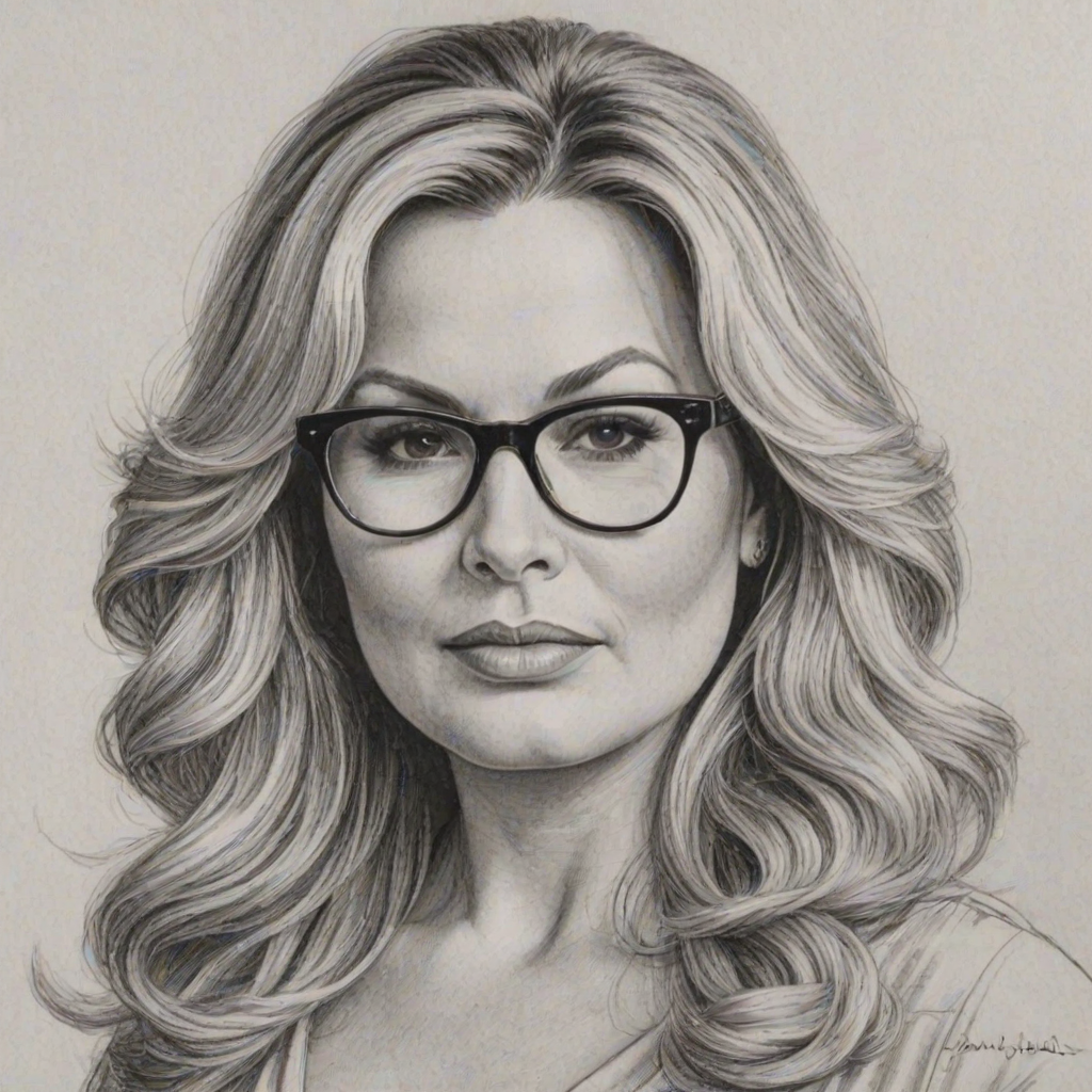 Elegant Portrait of a Woman with Stylish Glasses and Beautiful Hair
