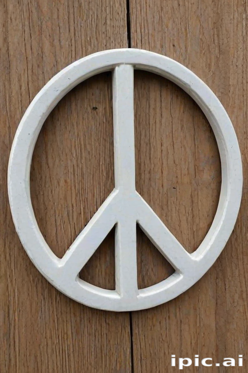 Symbol of Unity: A Classic Peace Sign Against a Wooden Background