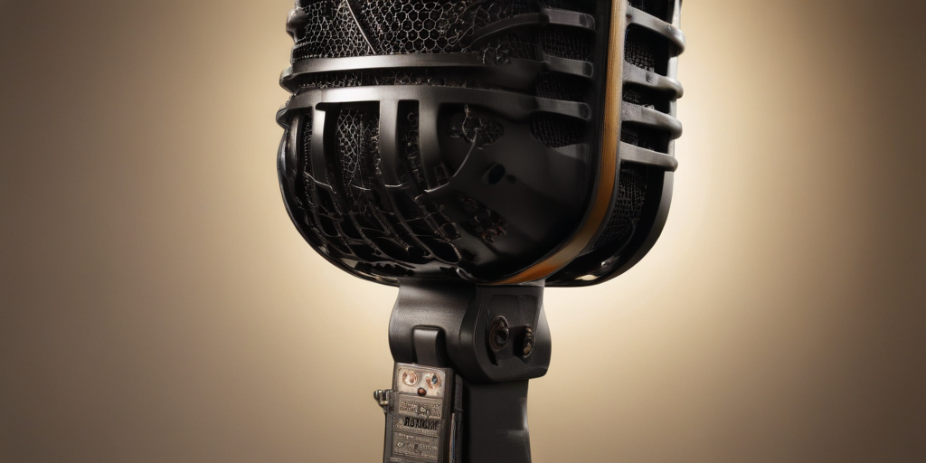 Classic Microphone with Unique Design Against a Softly Lit Background