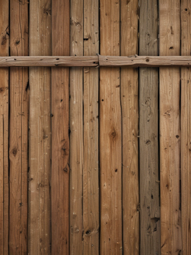 Textured Wooden Wall with Varied Tones and Natural Grain Patterns