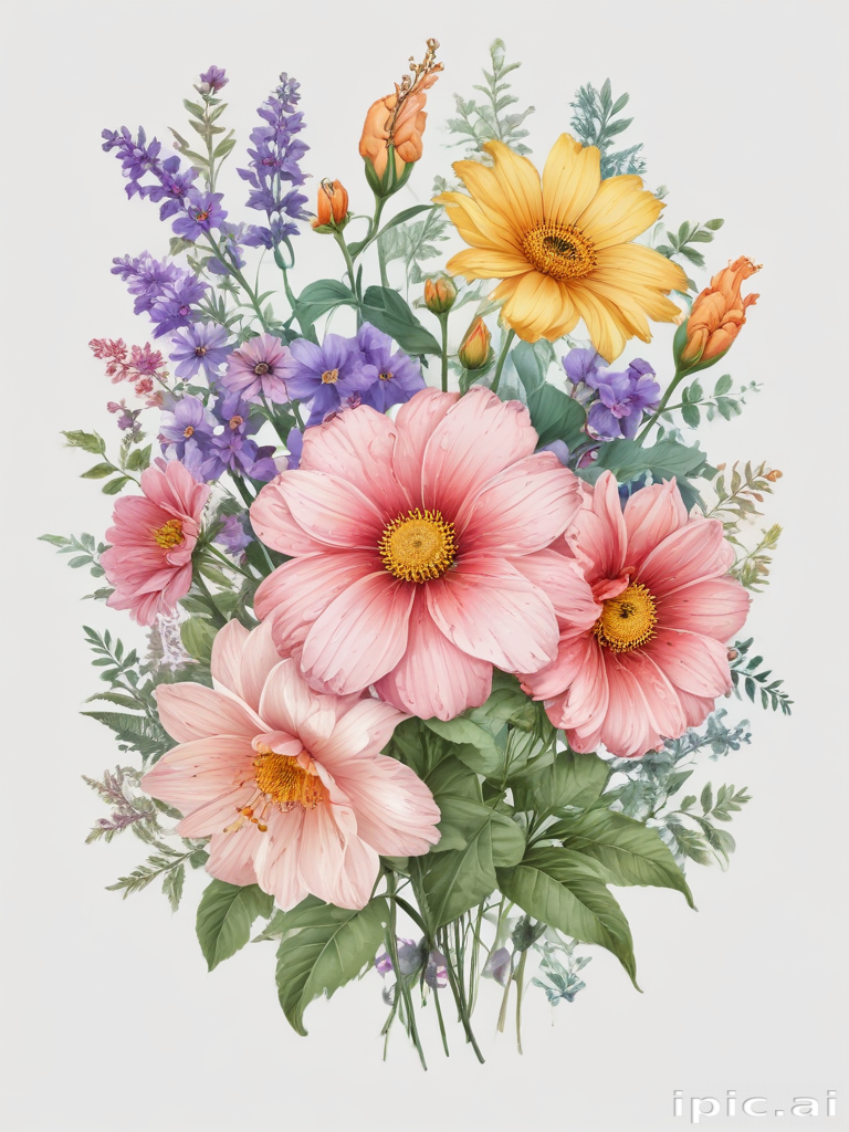 A Beautiful Arrangement of Colorful Flowers in a Vibrant Floral Bouquet.