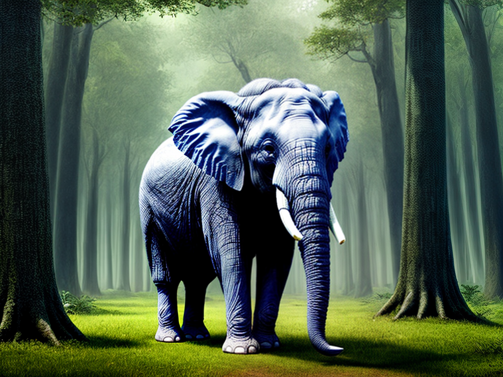 Elephant standing in forest, Pixar animation, ultra HD