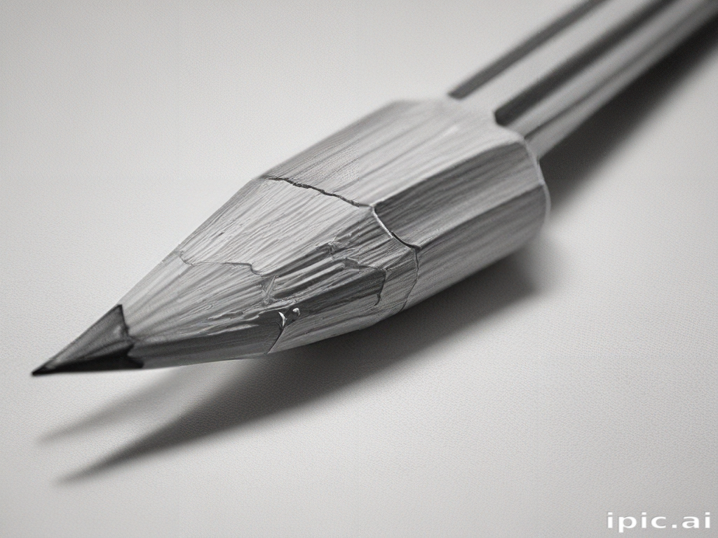 Close-Up View of a Sharp, Worn Pencil on a White Background