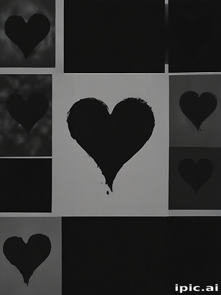 Exploring the Depths of Love: A Series of Black Heart Illustrations