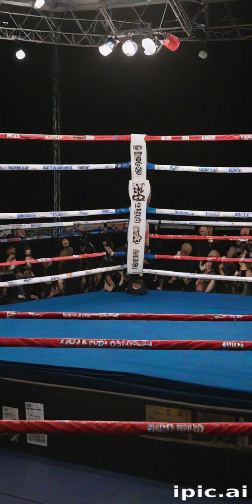 An Exciting Boxing Match Setup with Bright Lights and Eager Fans