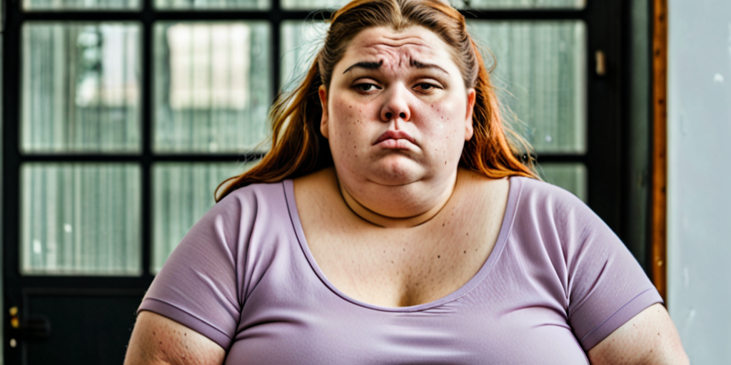 Sad fat woman