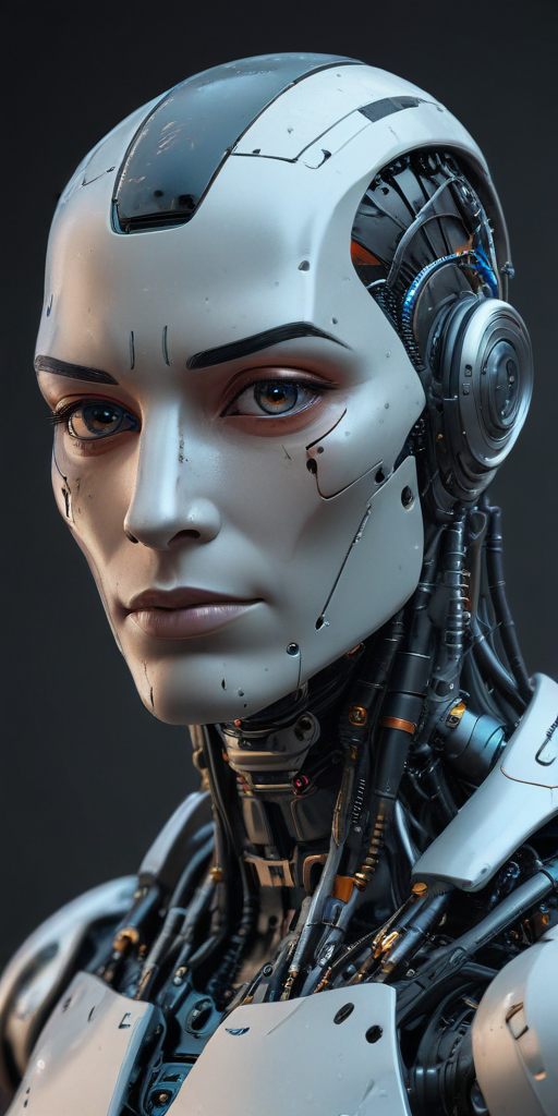 Futuristic Android Portrait: Blending Human Features with Advanced ...