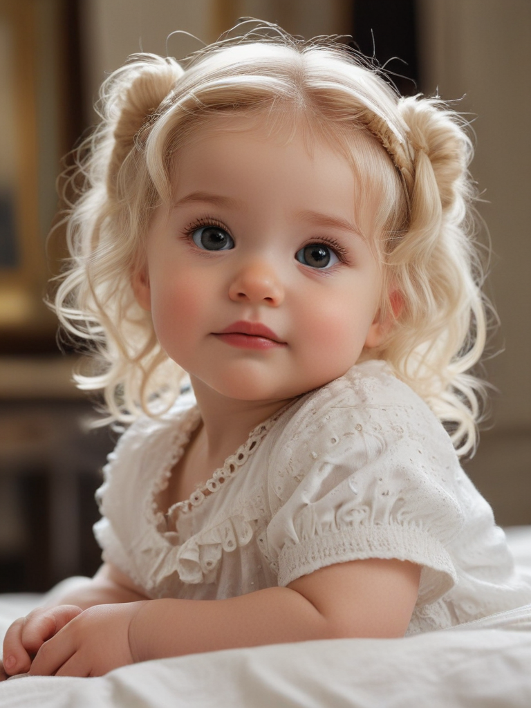 A Cherubic Young Child with Beautiful Curly Hair and Innocent Expression.
