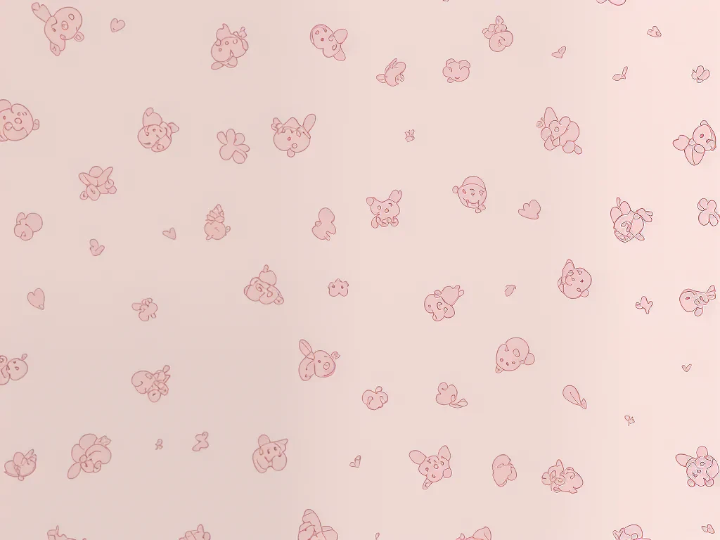 A Whimsical Pattern of Cute, Playful Characters on a Soft Pink Background.