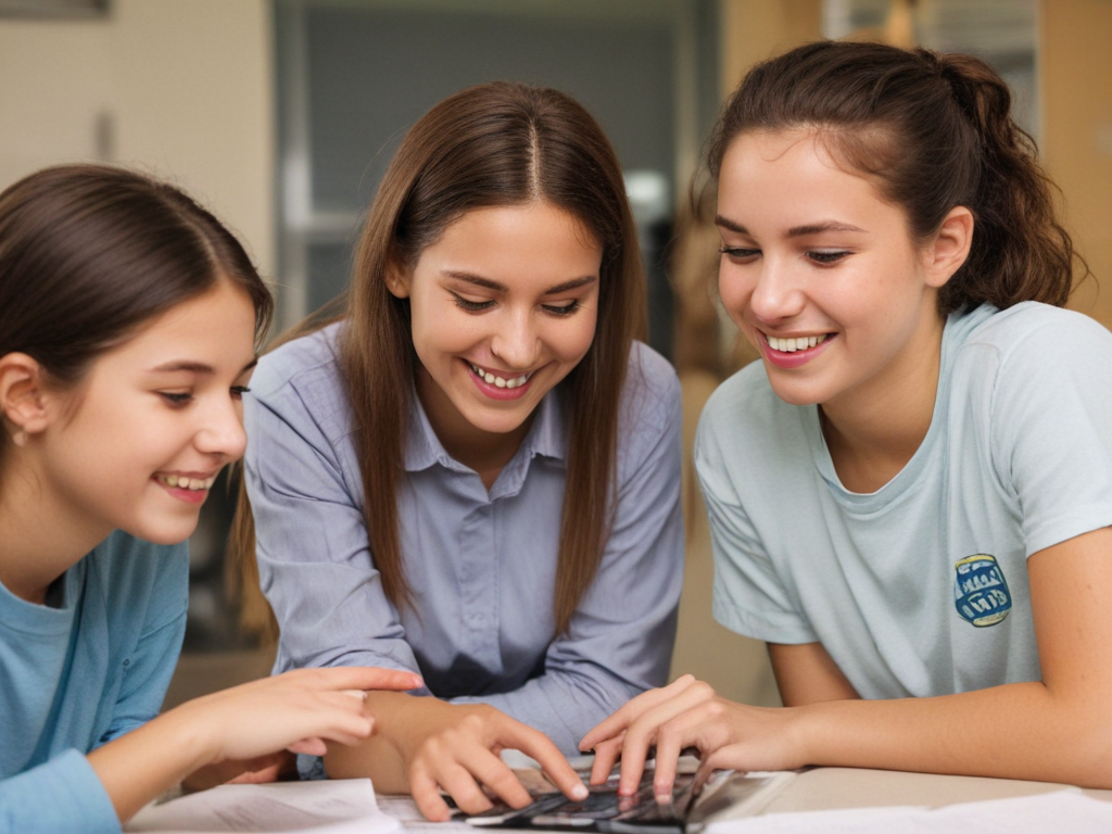 A group of students working together on a project, with smiles and ...