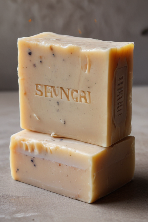 Handcrafted Natural Soap Bars with Elegant SEUNGRI Logo Imprinted on Them