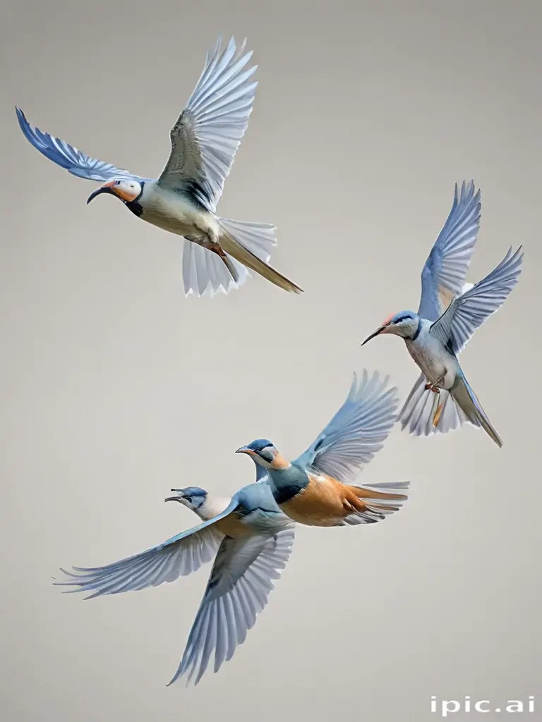 Colorful Birds in Flight Showcasing Their Graceful Movements and Beauty