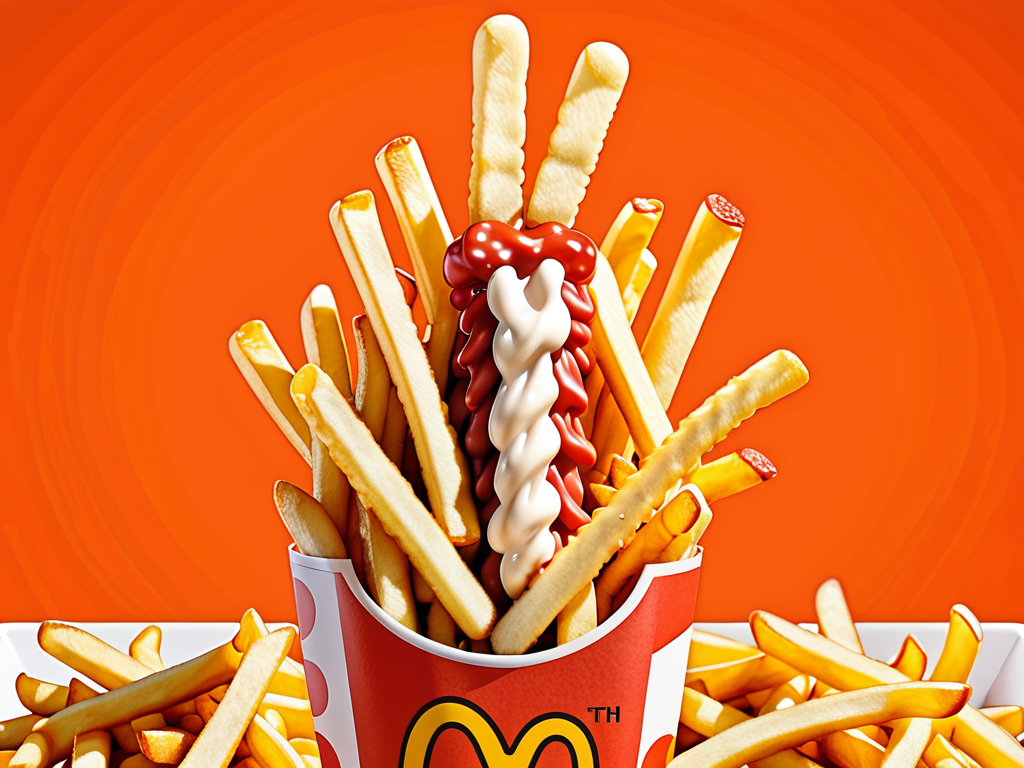 Creative Fast Food Artwork Featuring Fries and a Unique Hot Dog Design