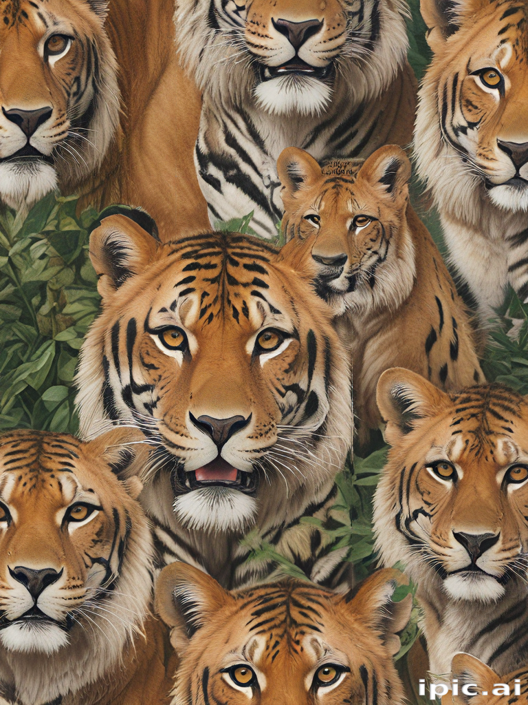 Majestic Tigers in a Lush Jungle Setting Captivating Nature's Beauty