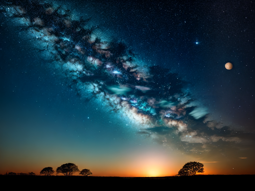 night, sky, several moons,