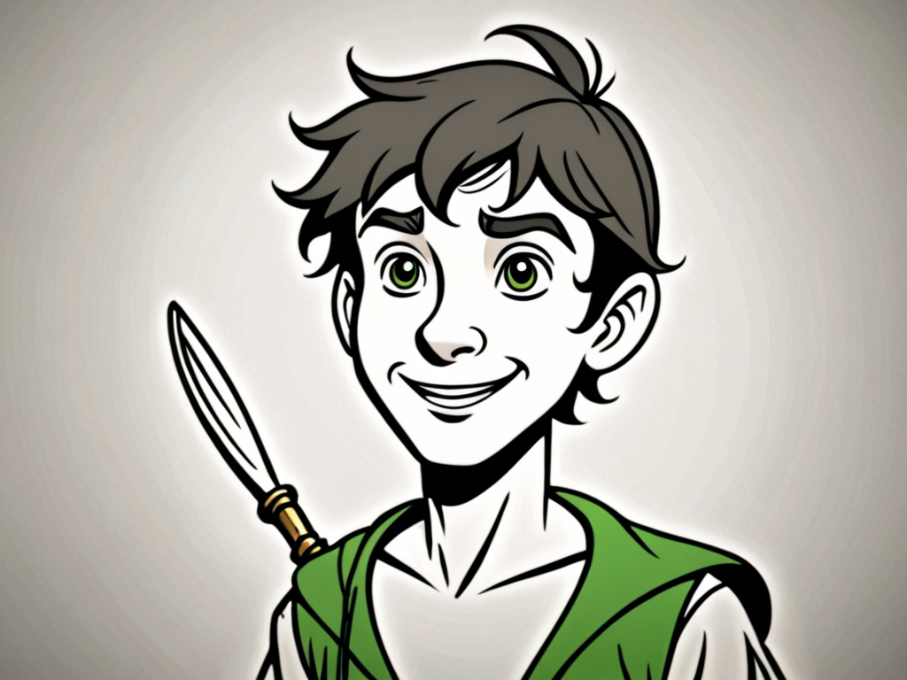Peter Pan from the cartoon line art