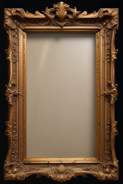 Ornate Vintage Mirror Frame with Intricate Floral and Leaf Designs