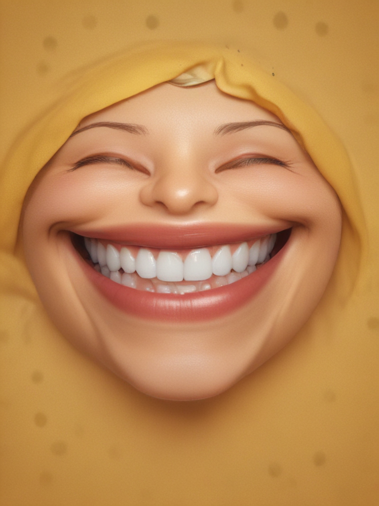 Joyful Face Bursting Through a Slice of Cheesy Yellow Delight