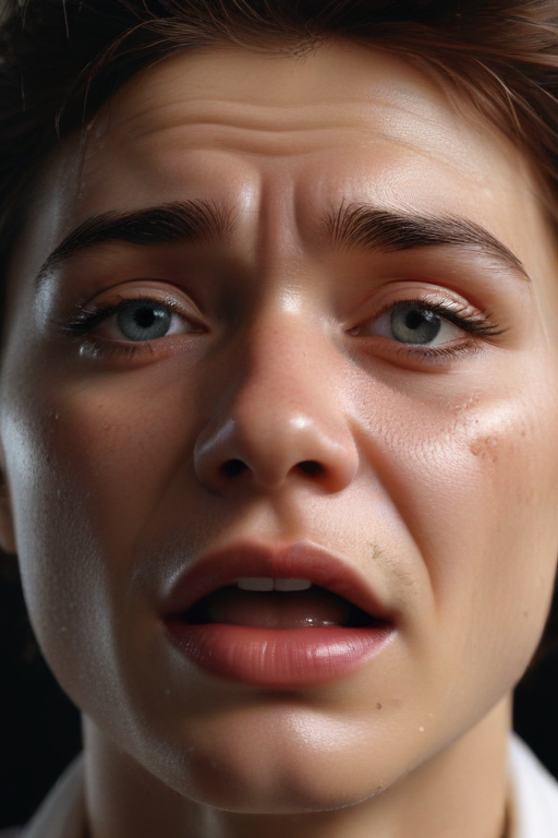 Intense Close-Up of a Young Woman Expressing Deep Emotional Turmoil