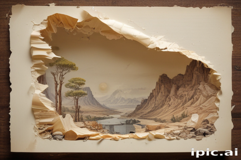 A Stunning Landscape Revealed Through Torn Paper Artistry and Creativity