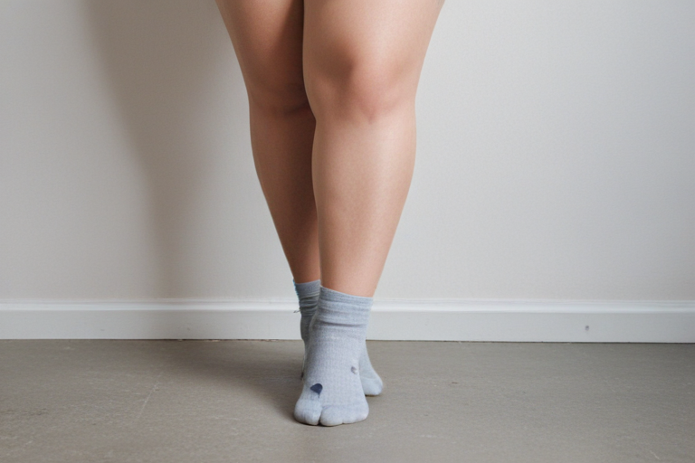 Plus-size model legs with socks full body