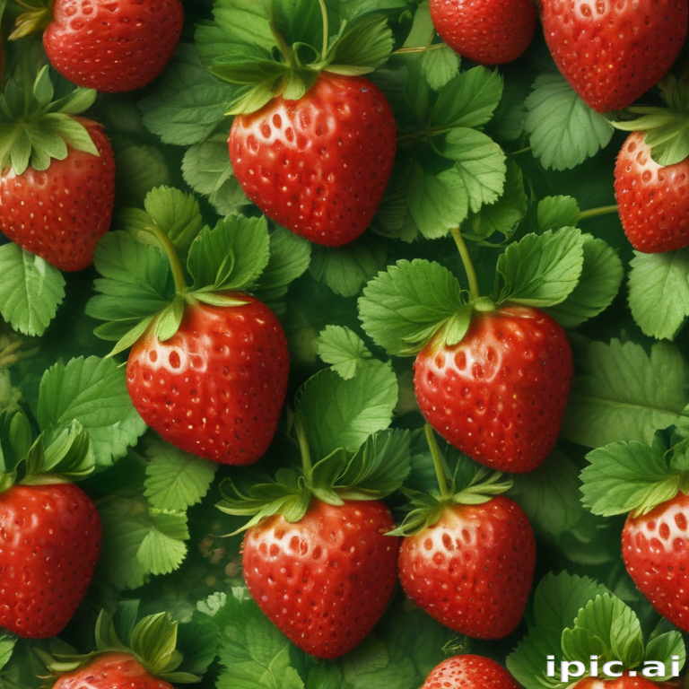 Vibrant Fresh Strawberries Surrounded by Lush Green Leaves in Nature