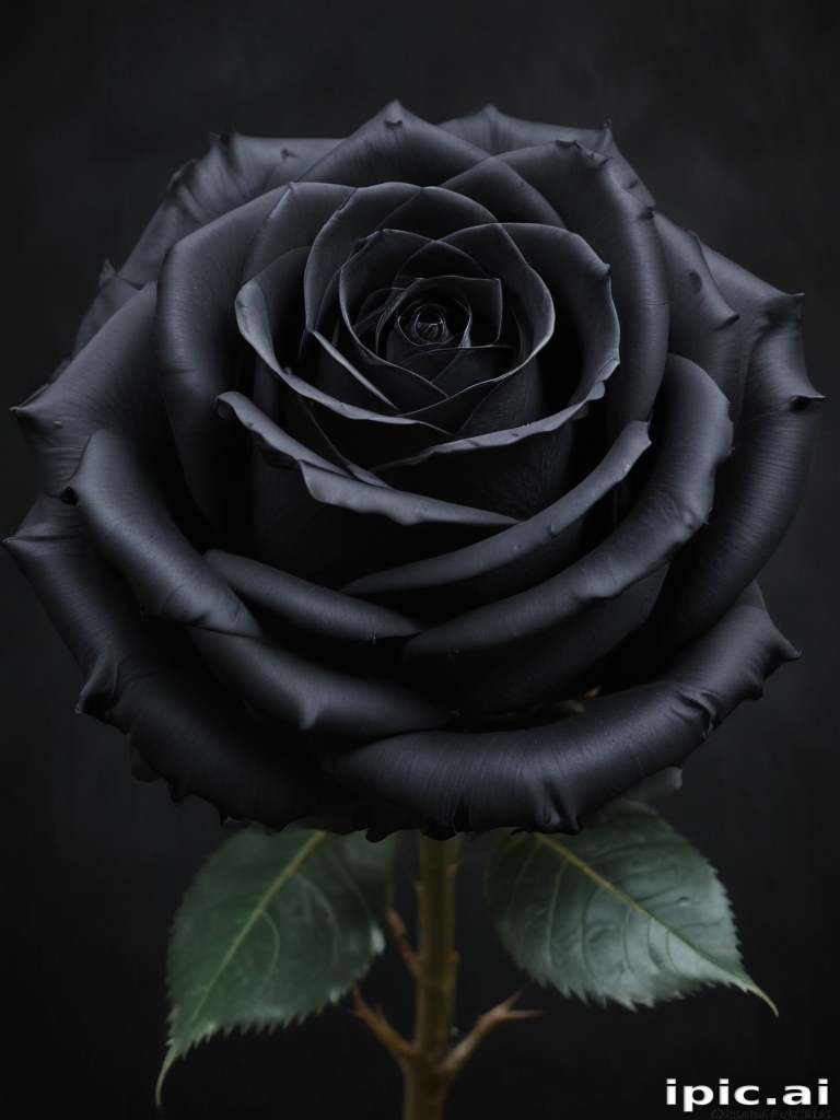 Elegant Black Rose Captured Against a Dark, Mysterious Background