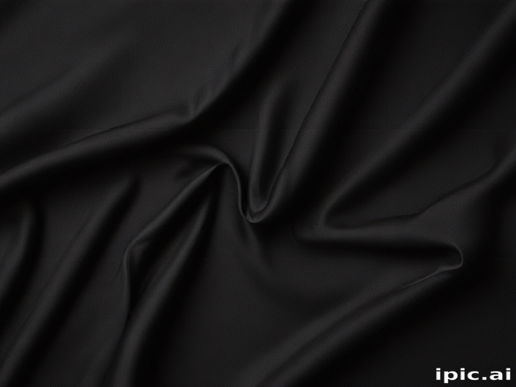 Elegant Black Satin Fabric with Soft Draping and Smooth Texture
