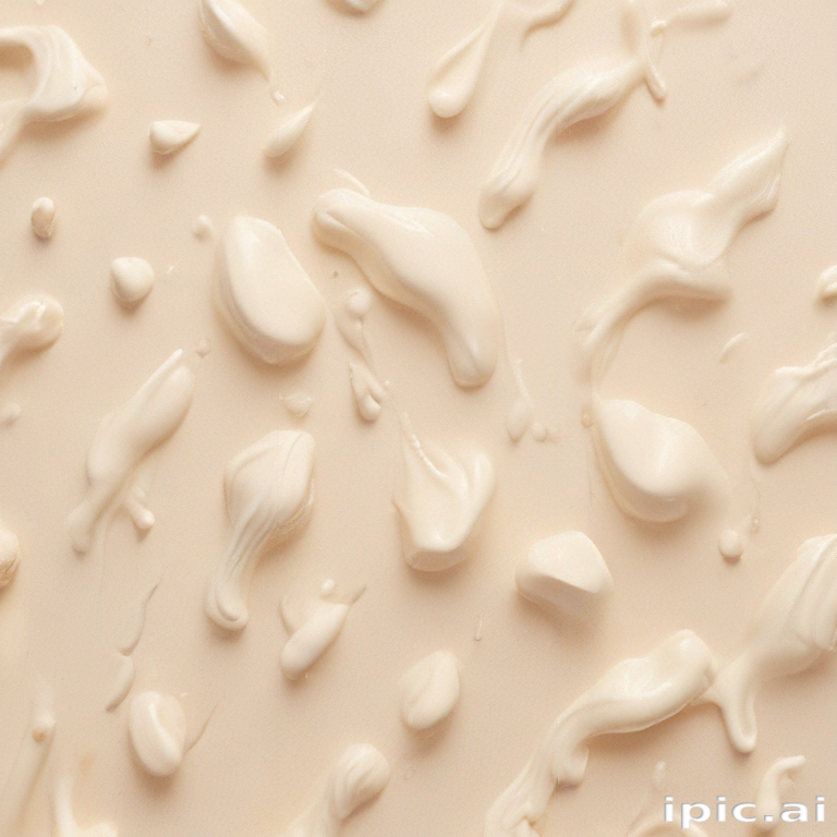 A Close-Up View of Creamy Texture with Varied Droplets and Swirls.