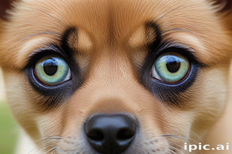 Close-Up of a Dog's Face Highlighting Its Unique Striking Eyes