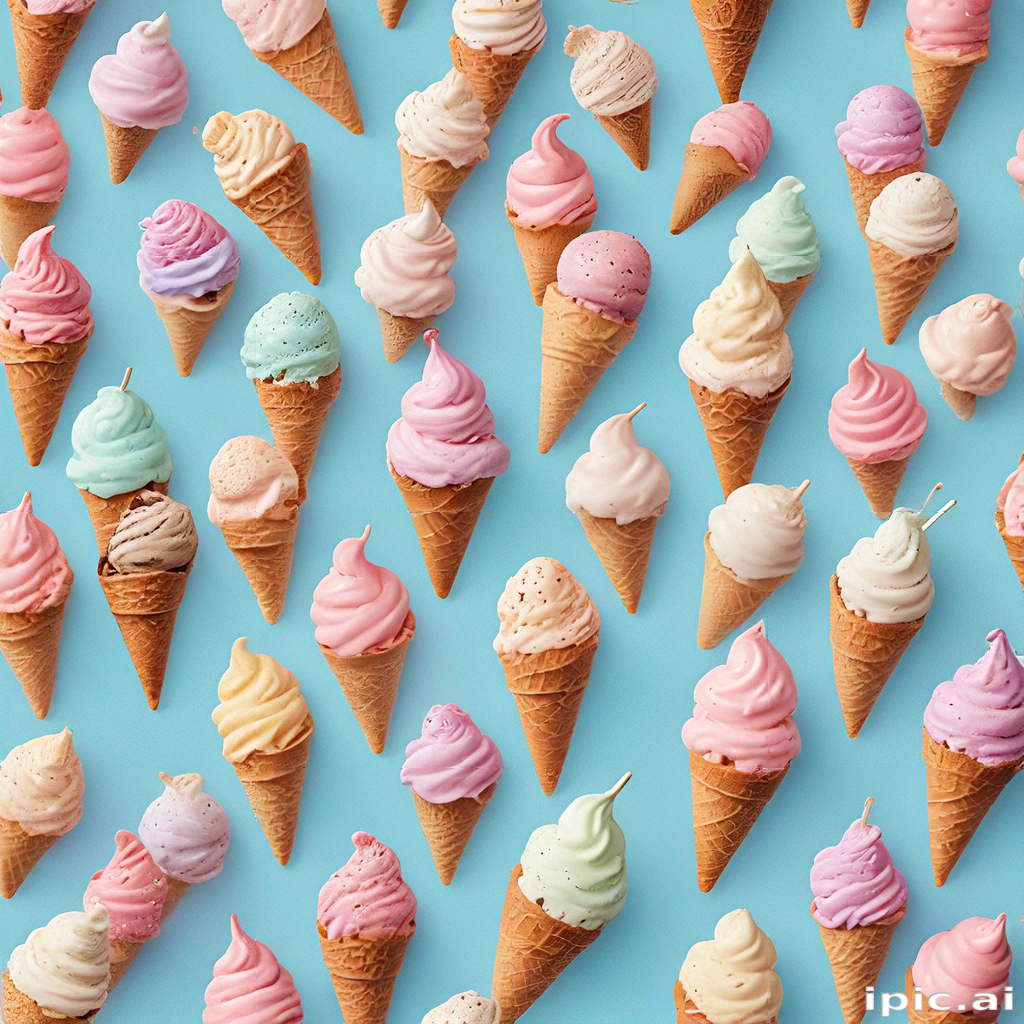 A Colorful Array of Ice Cream Cones in Various Flavors and Styles