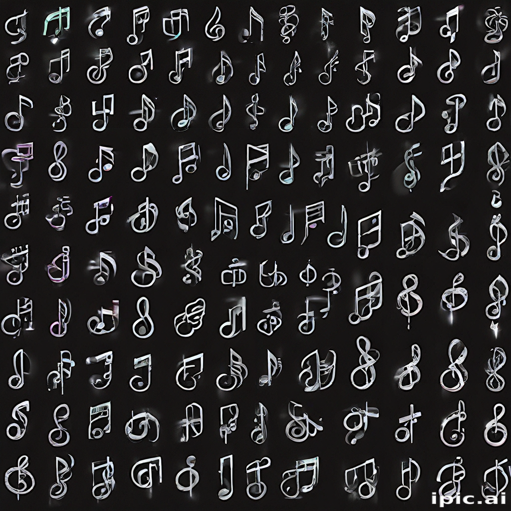 A Creative Compilation of Various Musical Notes and Symbols on Dark ...