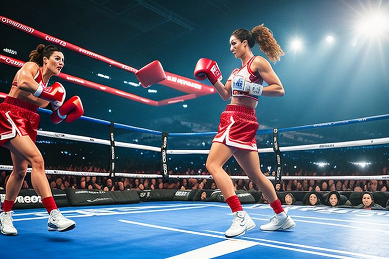 Girl boxing on ring
