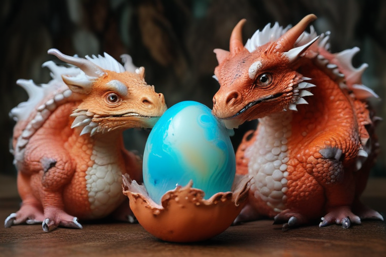 A baby dragon hatching from an egg
