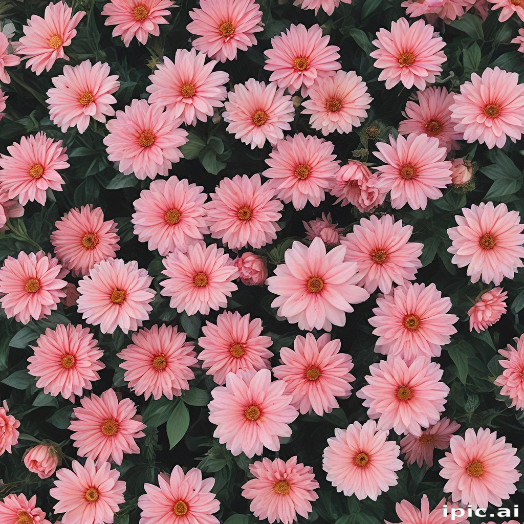 A Vibrant Display of Pink Flowers in Full Bloom Across the Garden.