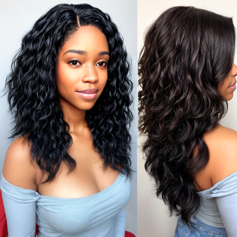 middle part curly wig