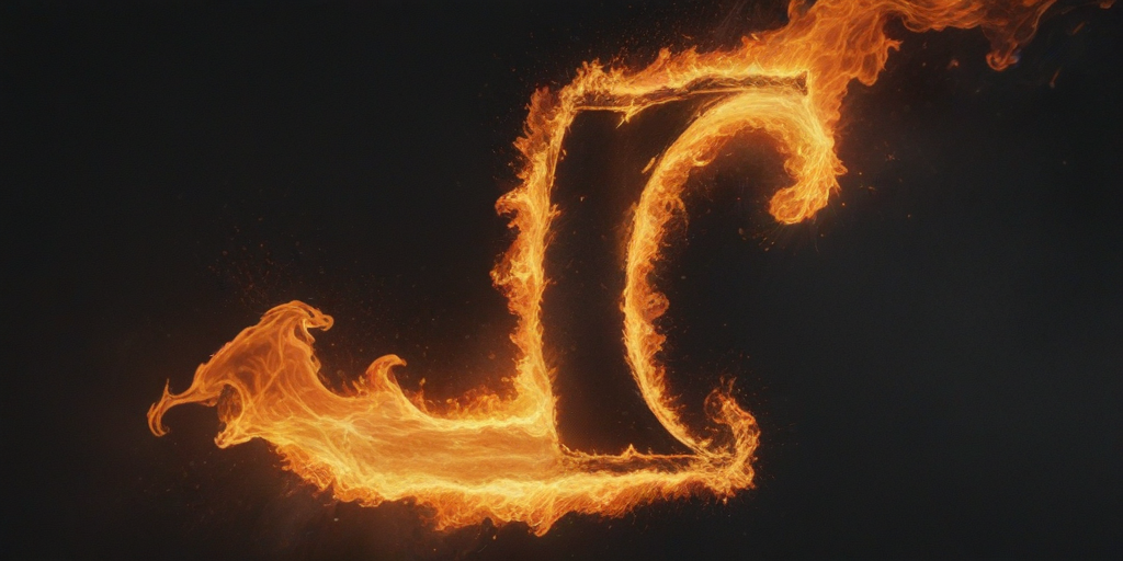 The letter K on fire with space as the background