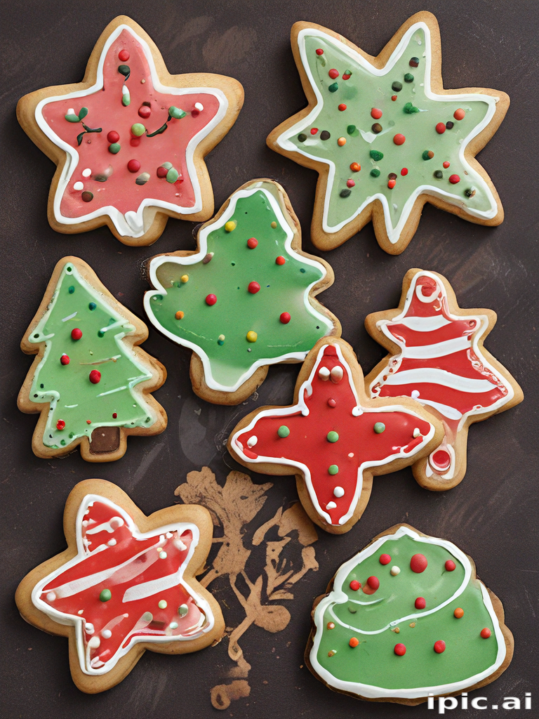 Deliciously Decorated Holiday Cookies in Festive Shapes and Colors.