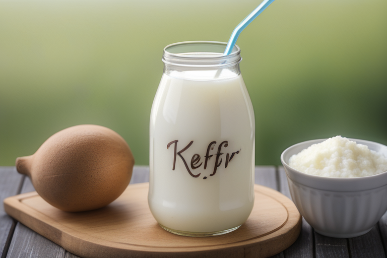 Delicious Kefir Yogurt Drink with a Fresh Egg and Creamy Texture
