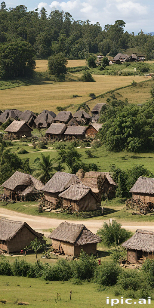 Scenic View of Traditional Villages Nestled in Lush Green Landscape