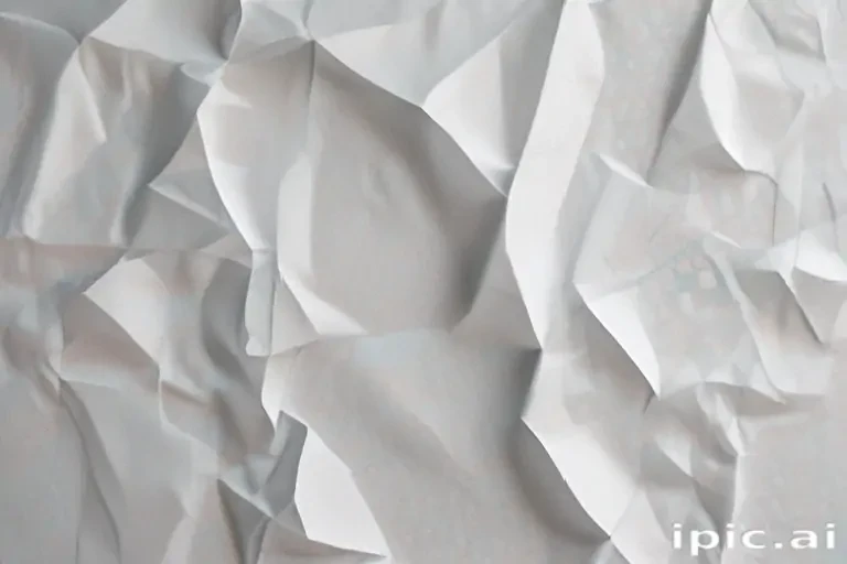 Close-Up View of Crumpled White Paper with Intricate Texture and Shadows