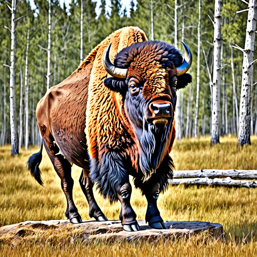 cartoon bison standing on hide legs