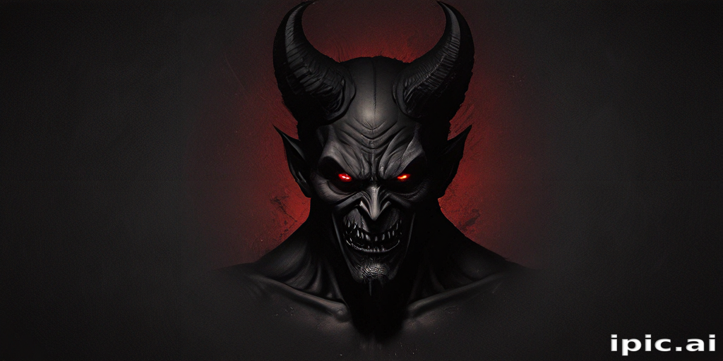 Dark and Sinister Demon with Glowing Red Eyes and Horns