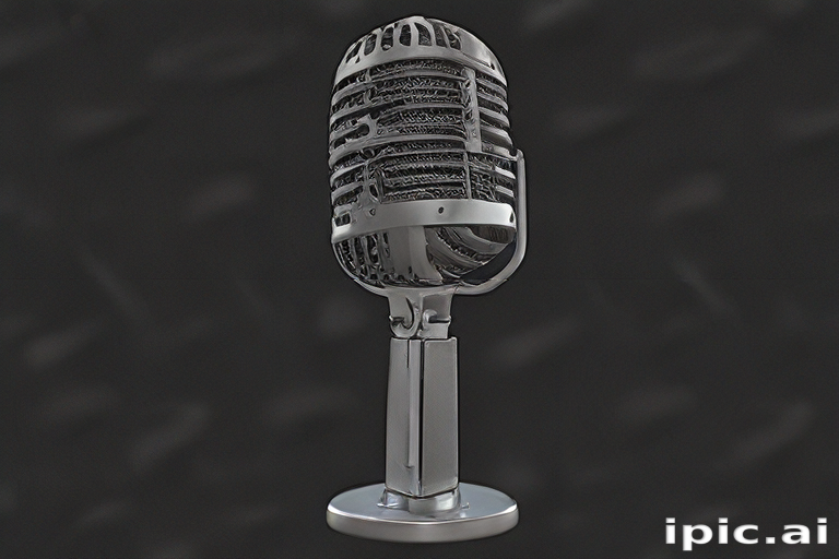 Classic Vintage Microphone Standing Tall Against a Dark Background for ...