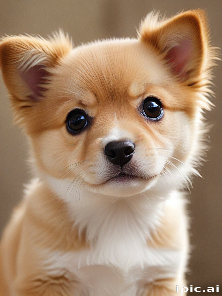 A Cute and Adorable Puppy with Big Eyes and Fluffy Fur.