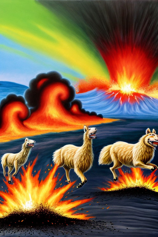 Animals running away from a big explosion