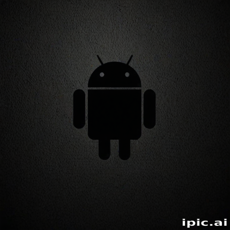 Minimalist Black Android Logo on Dark Textured Background for Technology Lovers